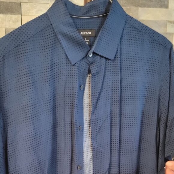 Alfani | Shirts | Alfani Blueblack Short Sleeve Button Down Shirt Size ...